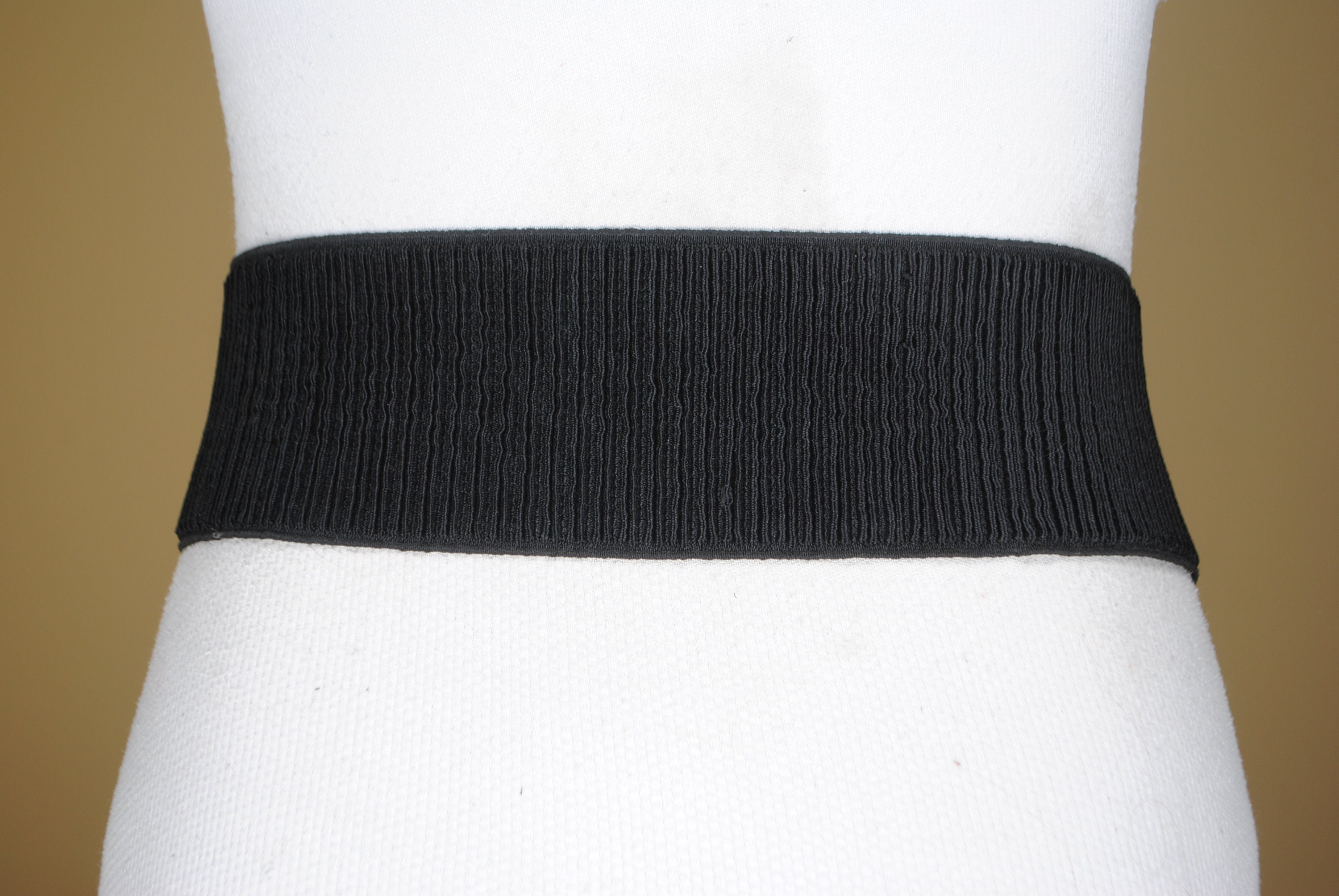 Black Elastic Corset Belt: Wide Textured Stretch Waist Belt - Etsy