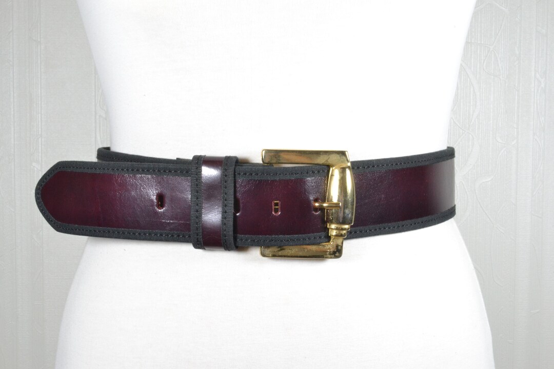 Red Maroon Faux Leather Belt Gold Buckle Belts for Women Belt Women ...