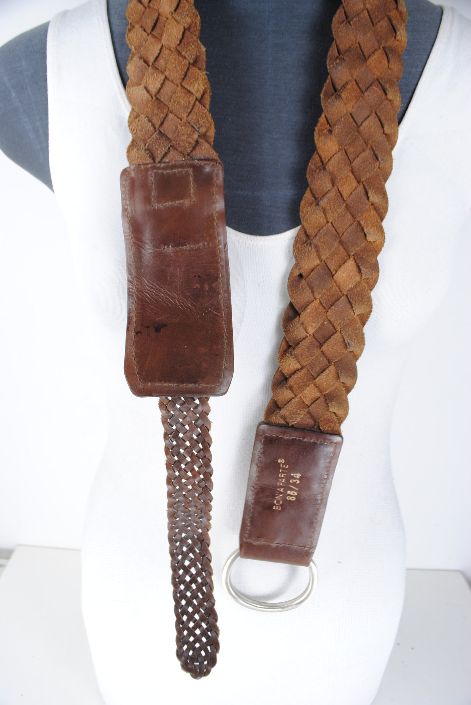 3841 Wide Brown Woven Tan Leather Belt for Women | Etsy
