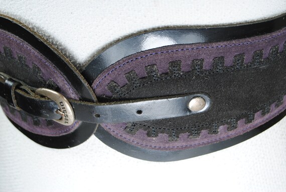 Diesel Dirndl Belt, Black purple wide dirndl belt for… - Gem