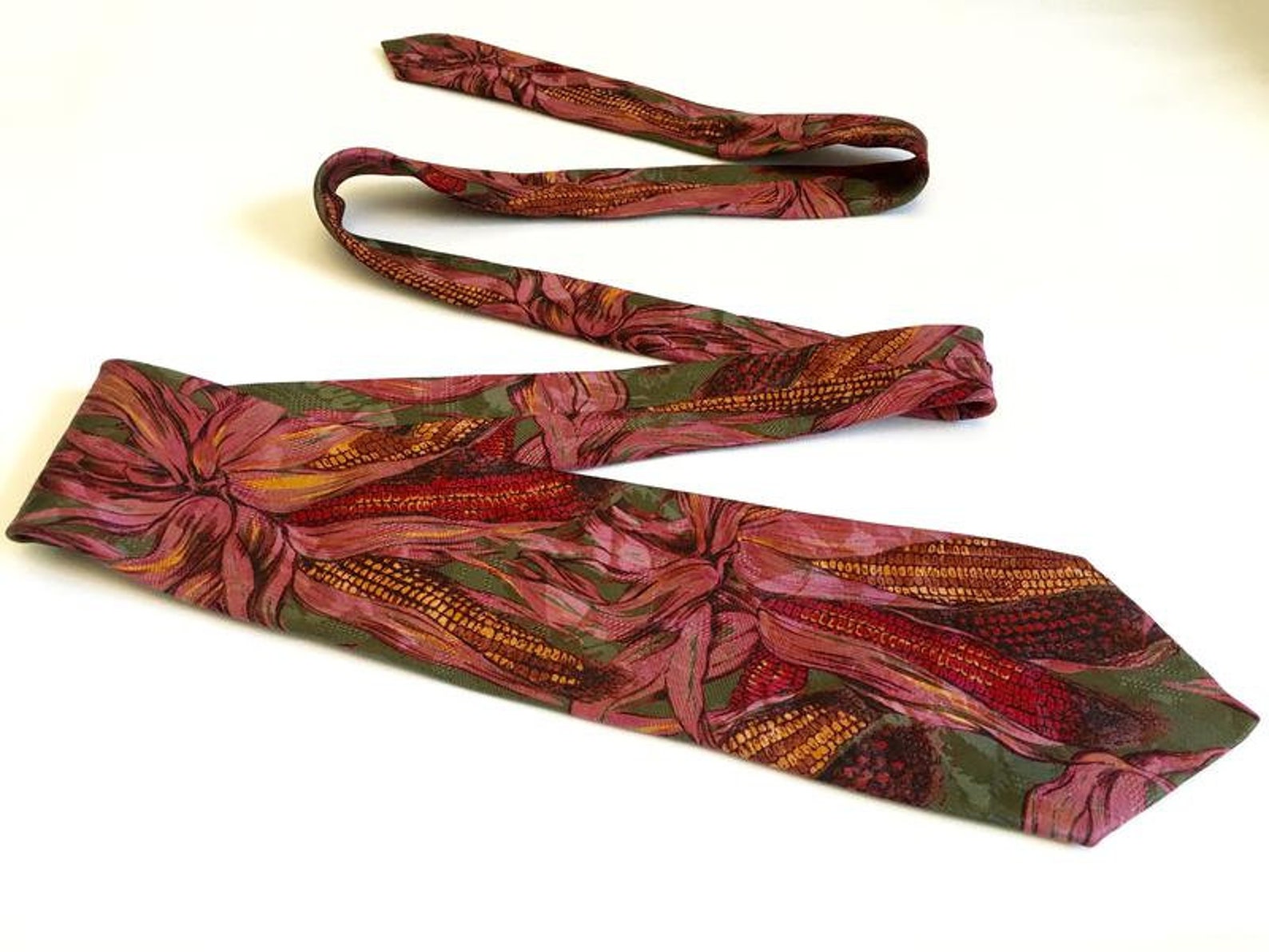 Vinntage Silk Red Tie Corn Print Necktie for Men - Etsy