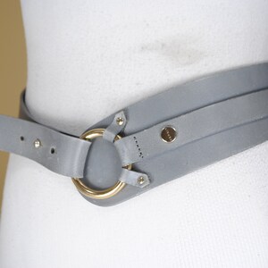 Wide Gray V Shaped Belt, Grey Corset Leather Belt for Women, Gold Ring ...