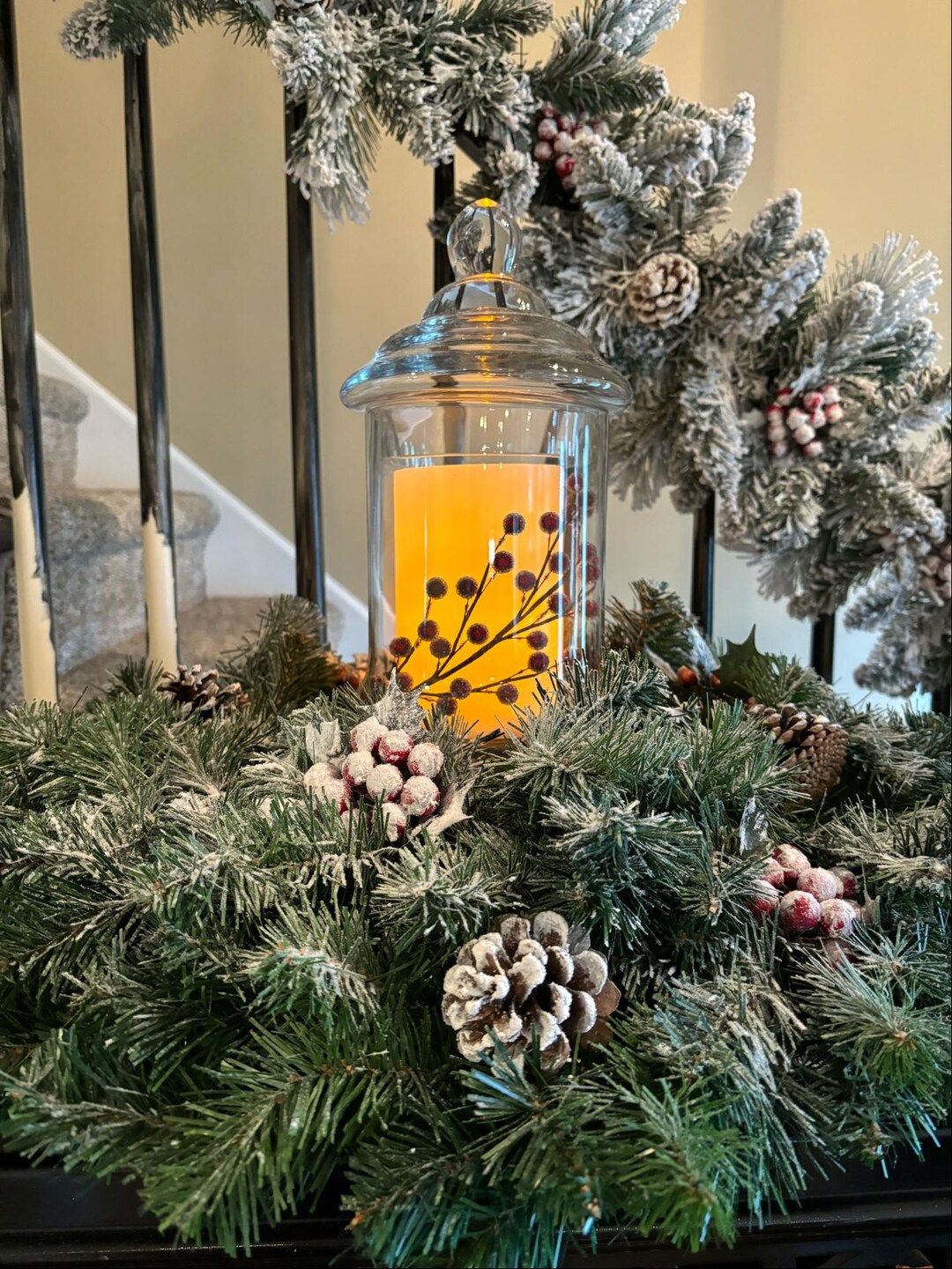 Snow Flocked Garland, Holiday Garland for Stairs or Bannisters ...