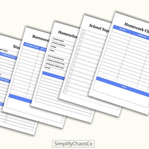 Printable Kids Homeschool Planner, Homework Tracker Bundle, School ...