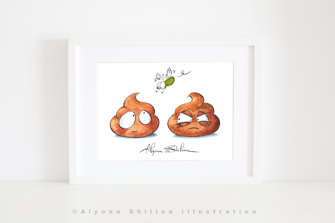 Buy Funny Poop Art Decor, Poop Postcard, Poop Funny Gift, Watercolor ...
