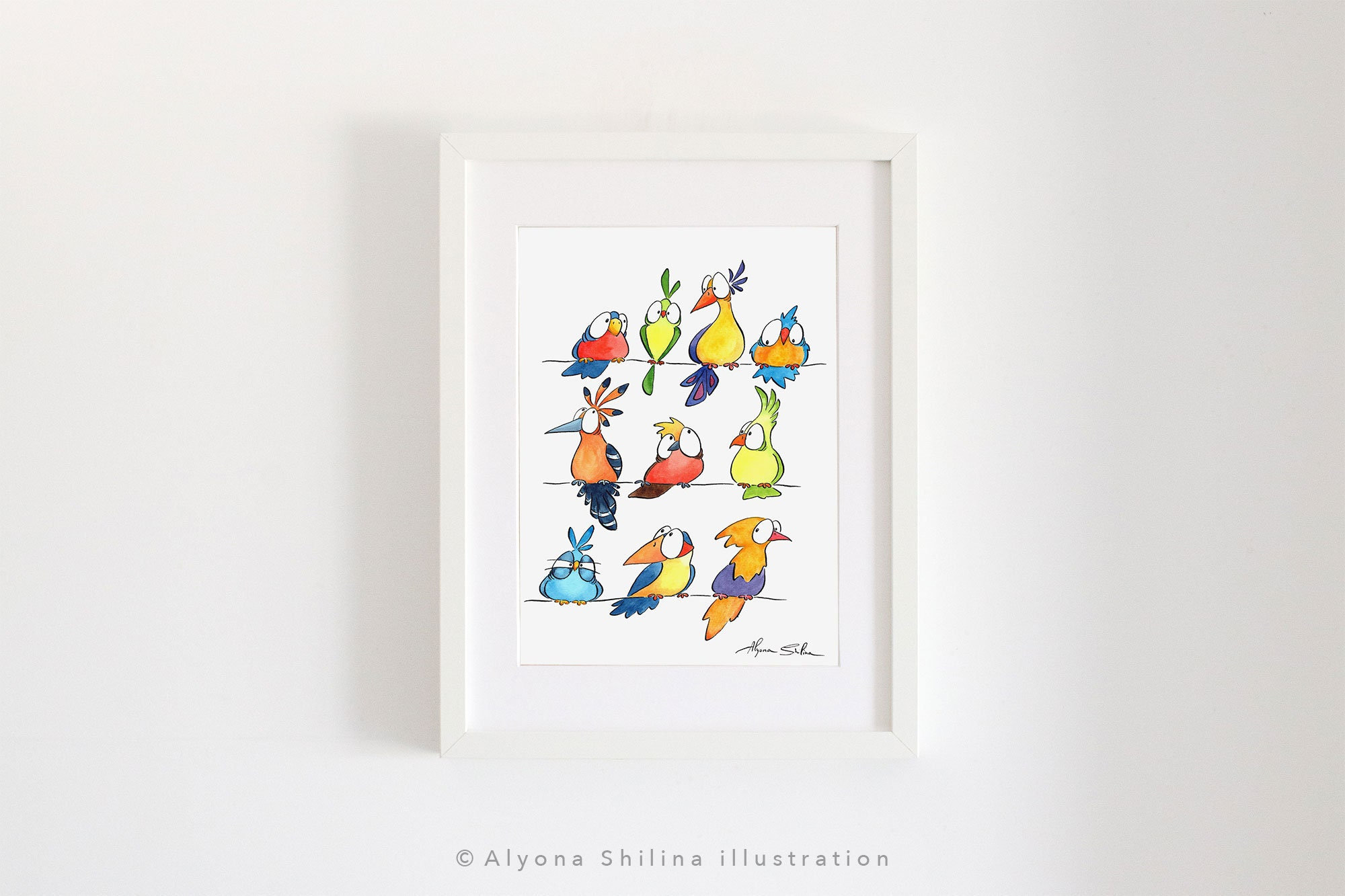 Funny Colorful Birds Art PRINT Birds Lovers Original Gift - Etsy