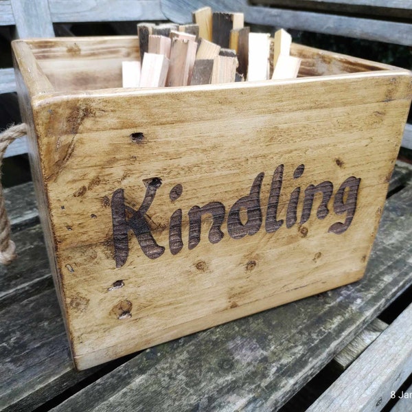 Wooden Kindling Boxes - Etsy UK