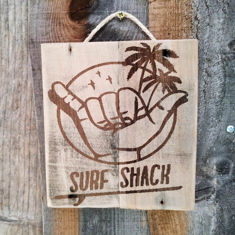 Distressed Wooden Surf Shack Sign. Vintage Reclaimed Wood Sign ...