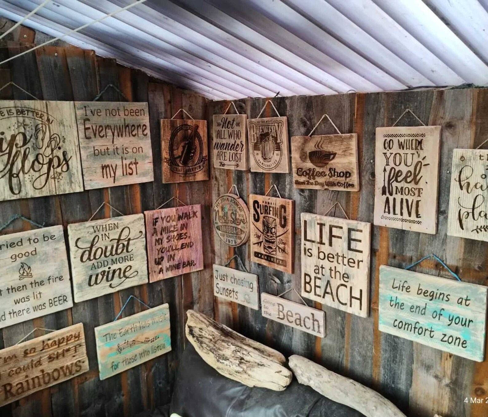 Distressed Wooden Surf Shack Sign. Vintage Reclaimed Wood Sign ...