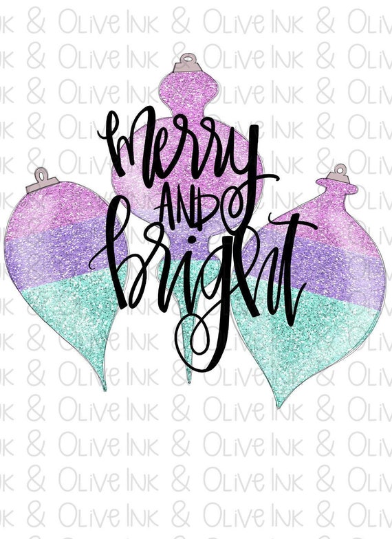 Merry & Bright Ornament Christmas Sublimation Transfer Heat | Etsy