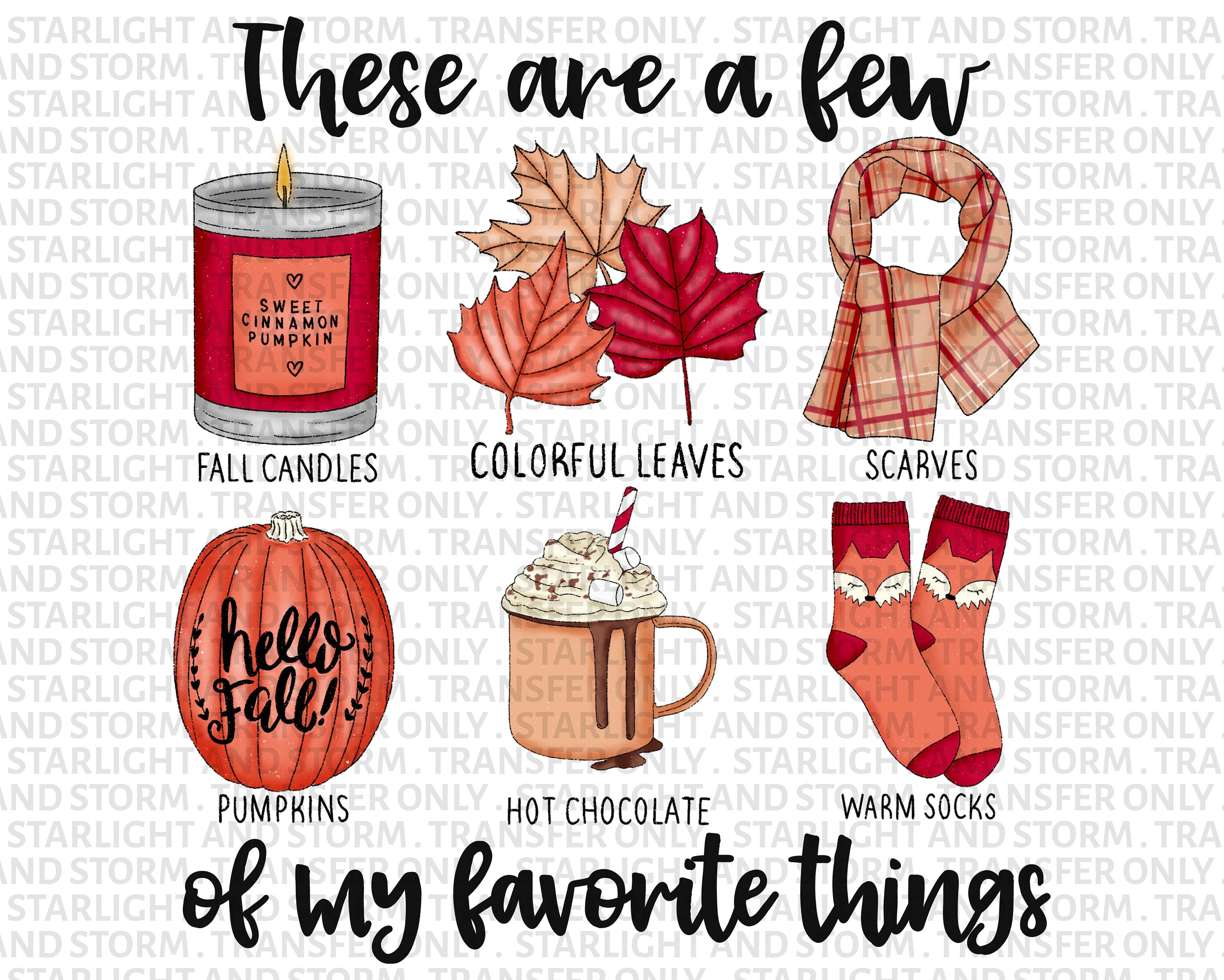 Fall Favorite Things Pumpkin Leaves Sublimation Transfer Heat | Etsy