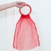 70s Red Plastic Net Bag Circle Handle Mesh Cherry Red Market - Etsy