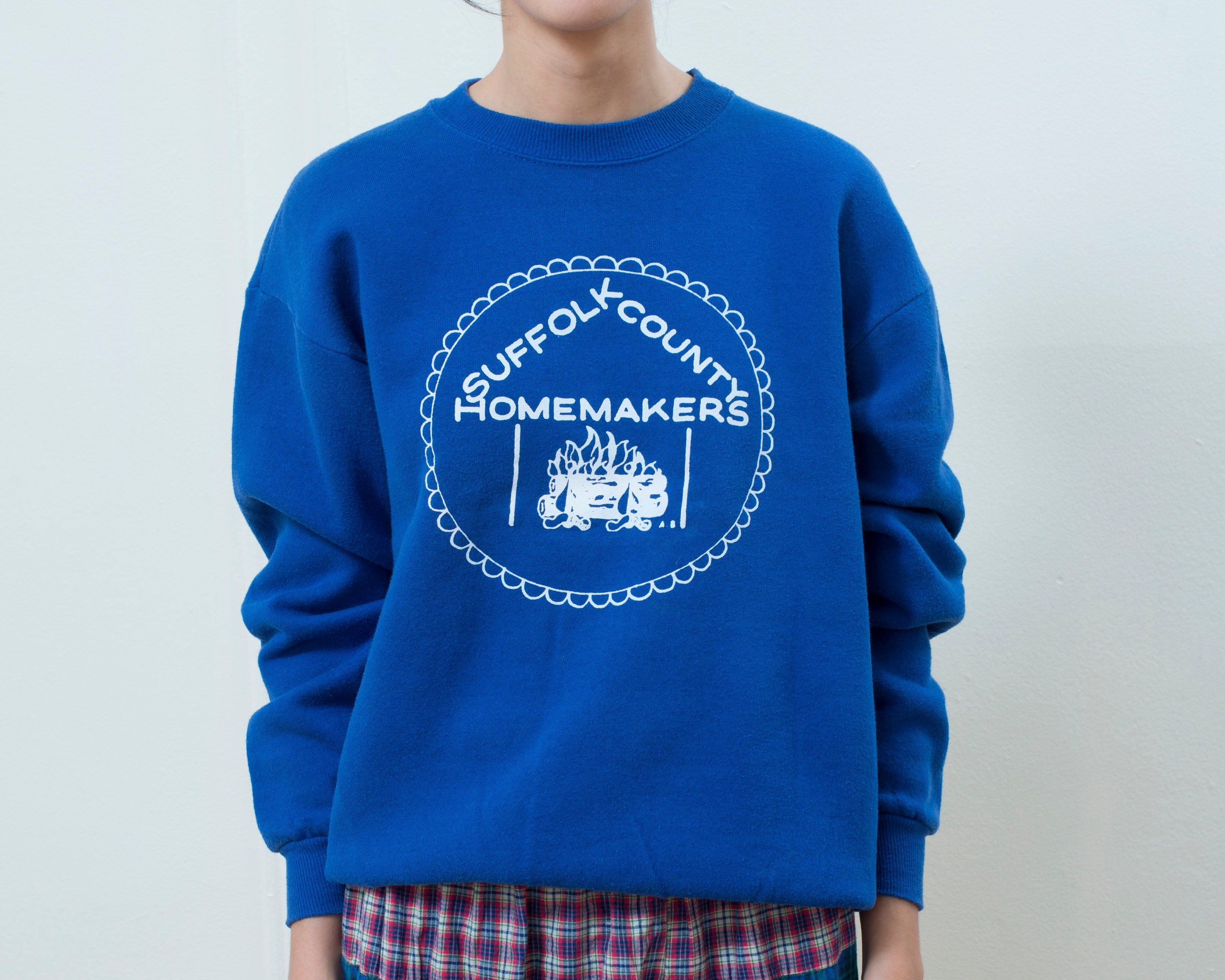 80s Blue Lee Crewneck Graphic Sweatshirt Medium Homemakers Logo Cotton ...