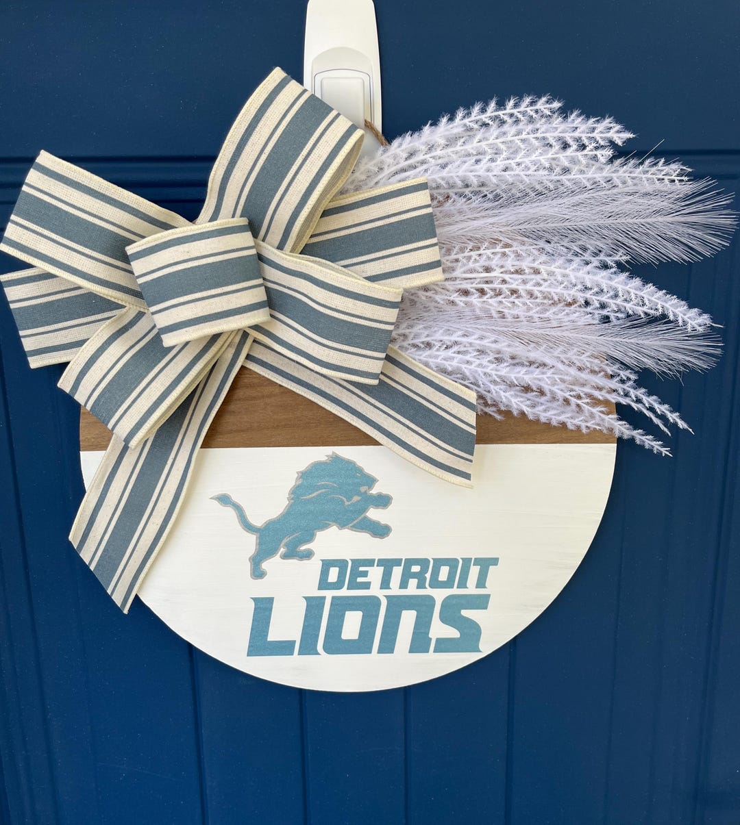 15" Detroit Lions Front Door Decoration Wreath/sign - Etsy