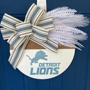 15" Detroit Lions Front Door Decoration Wreath/sign - Etsy