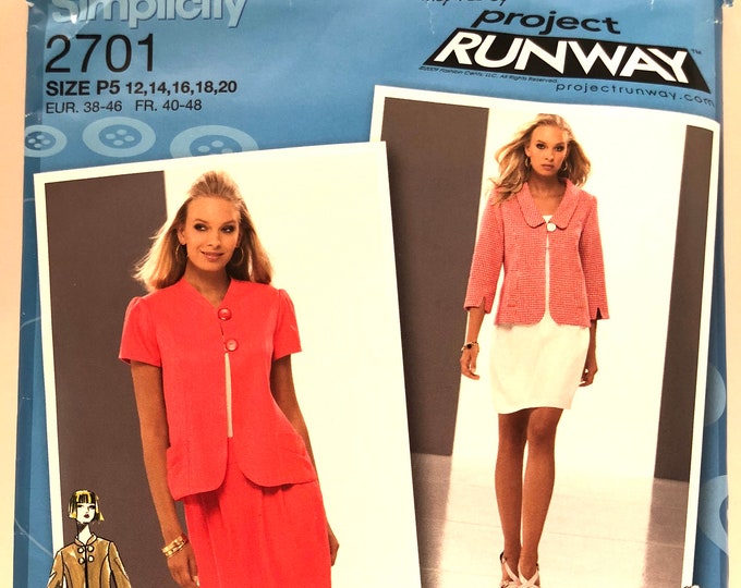 Misses, Project Runway Sewing Pattern Simplicity 2701 Jacket and Skirt ...