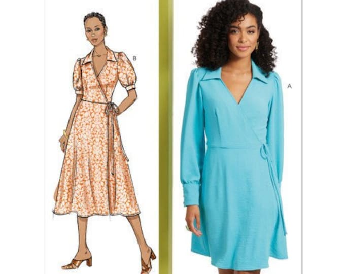 Simplicity S8637 Sewing Pattern, Misses & Plus Size Wrap Dress With ...