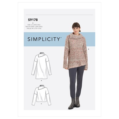 Simplicity 9178 Misses-plus Size Knit Long Sleeve Pullover - Etsy
