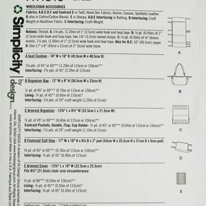 Simplicity S9492 Sewing Pattern, Easy to Sew Wheelchair Accessories ...