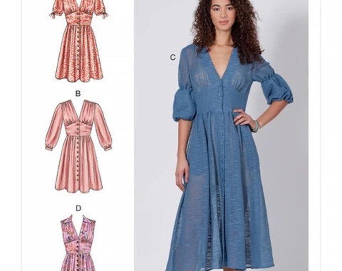 Mccall's M7974 Sewing Pattern, Misses' and Plus Size Easy Sew Dresses, Front Button Dresses With ...