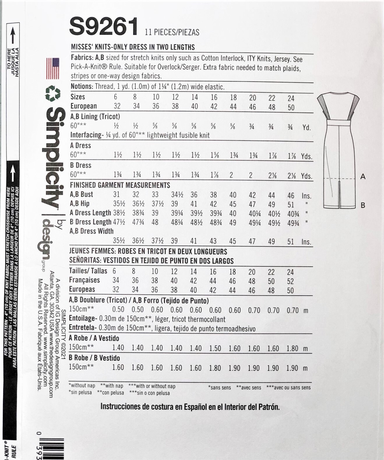 Simplicity 9261 Misses' and Plus Size Knits Only Close - Etsy