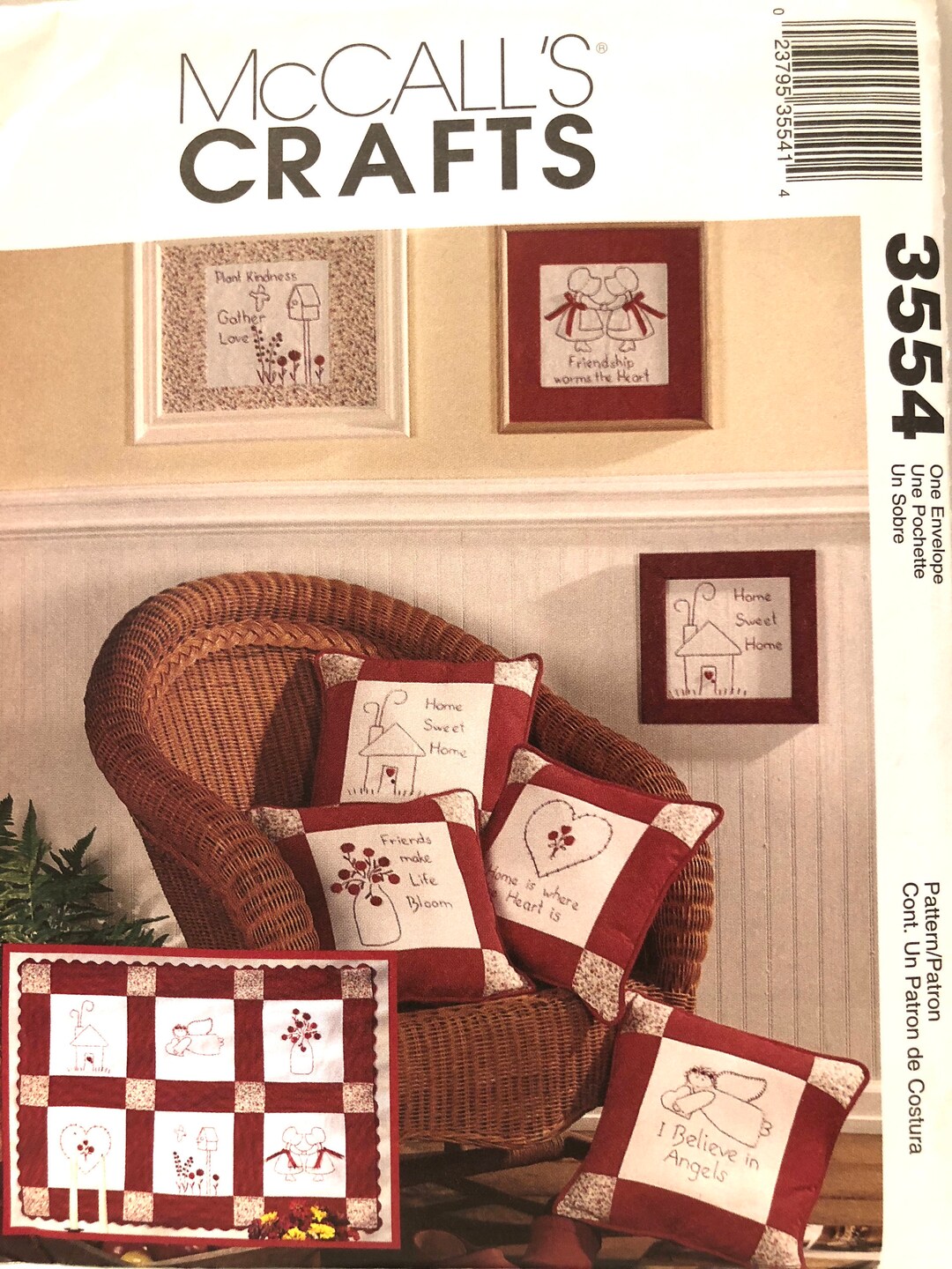 Redwork Crafts Uncut Sewing Pattern for a Wall Quilt Pillows - Etsy