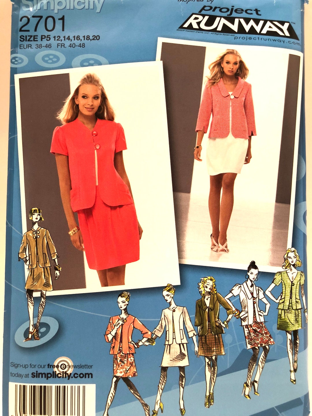 Misses, Project Runway Sewing Pattern Simplicity 2701 Jacket and Skirt ...