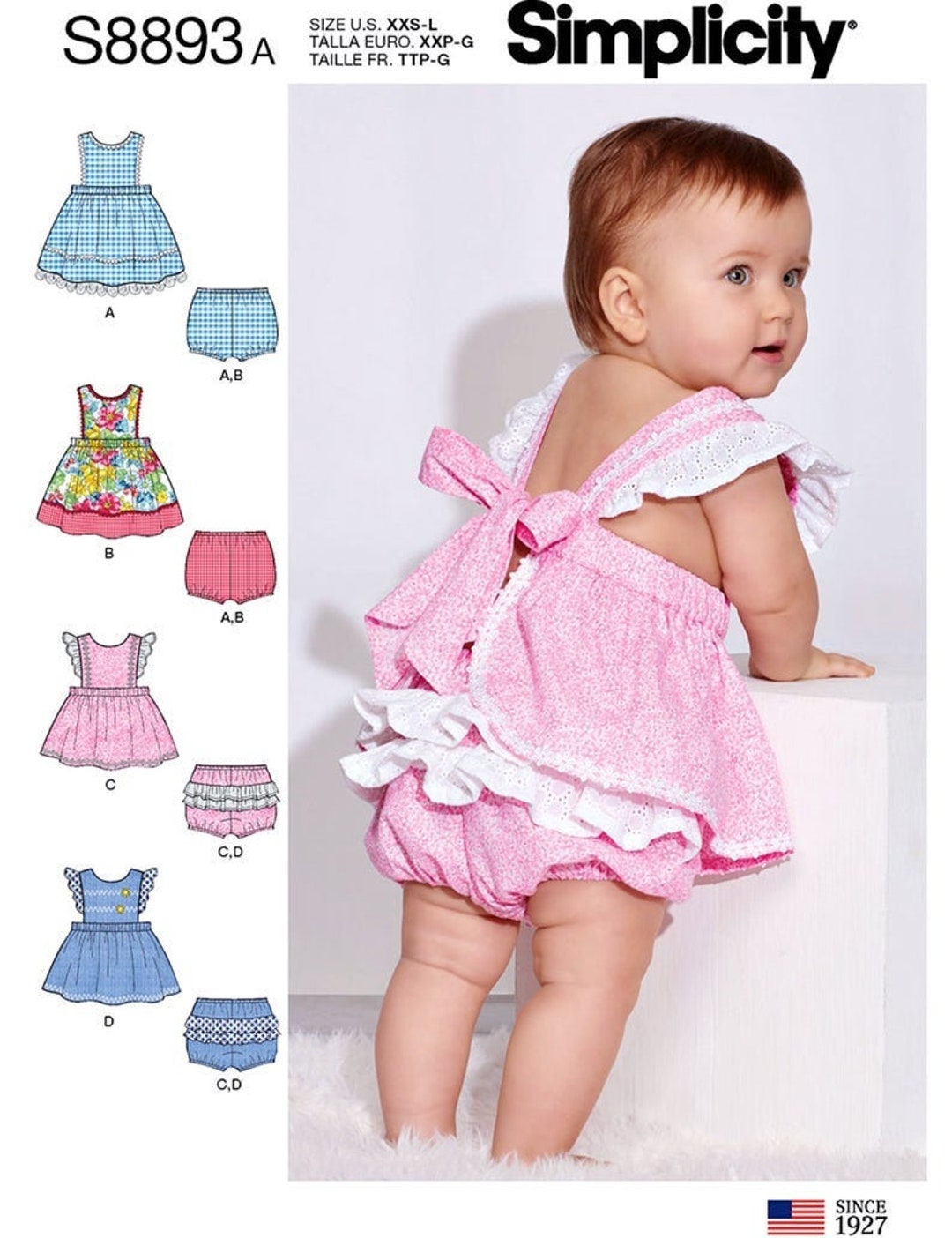 Simplicity S8893 Sewing Pattern, Infant/ Babies' Pinafore and Panties ...