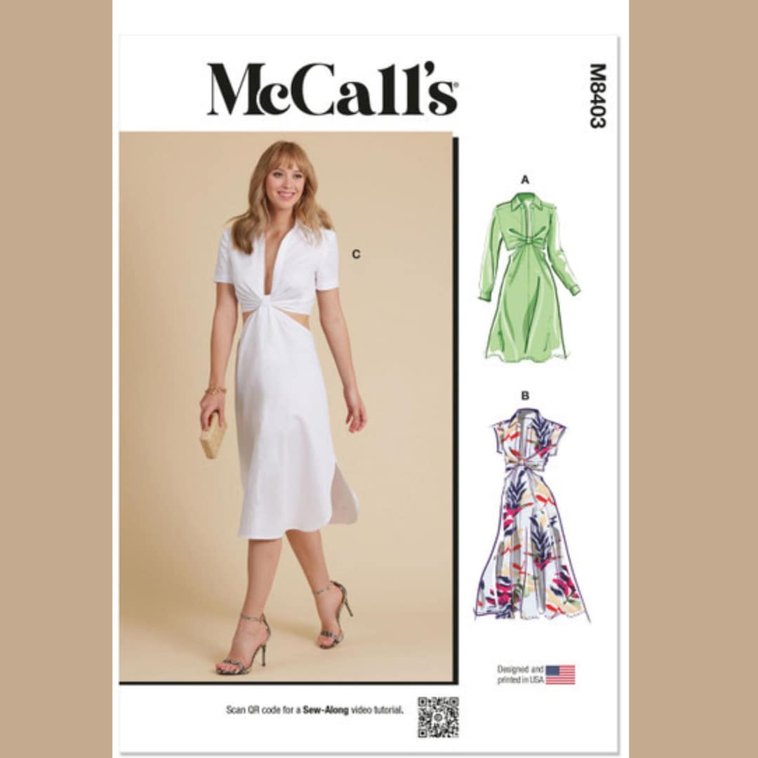 Mccall's M8403 Sewing Pattern for Misses' Knotted Shirt Dress With ...