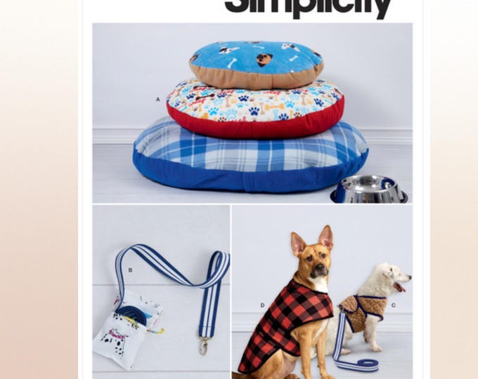 Simplicity S9510 Sewing Pattern for Easy to Sew Round Dog Beds, Leash ...