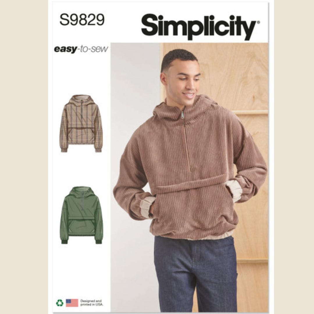 Simplicity Pattern S9829 Sewing Pattern for Men's Easy to Sew Half Zip ...