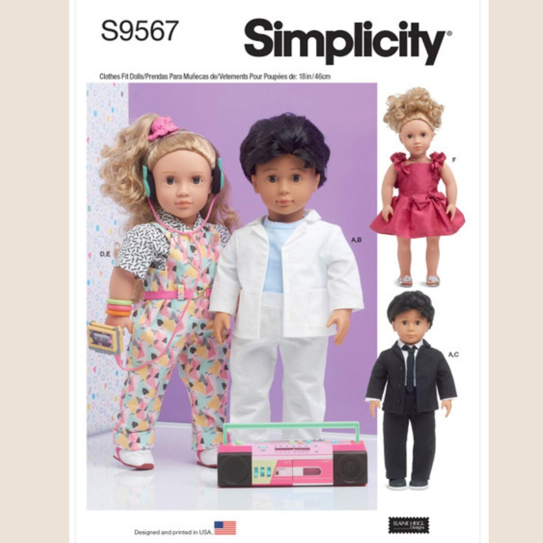 Simplicity S9567 Sewing Pattern for 18-inch Doll Clothes, Rad 80's ...