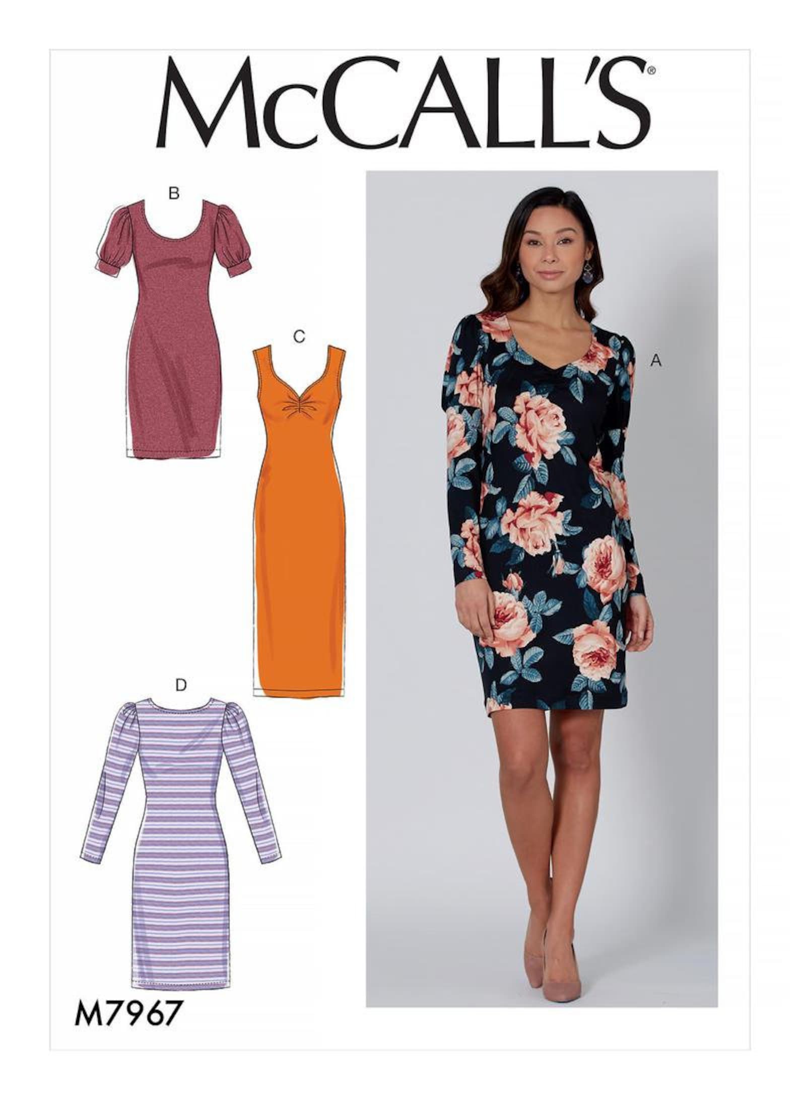 Mccall's M7967 Sewing Pattern, Misses and Plus Size Easy to Sew Knit ...