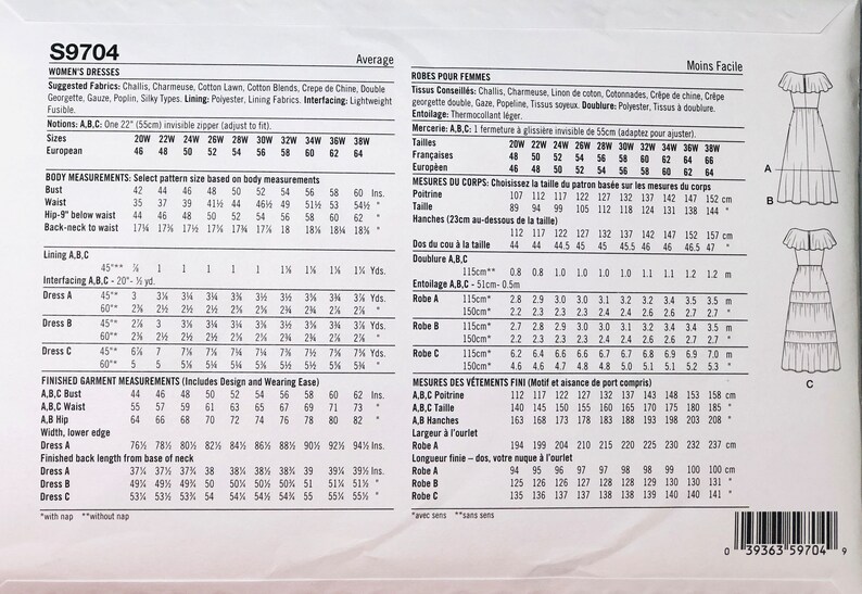 Simplicity S9704 Sewing Pattern Women's Sleeveless - Etsy