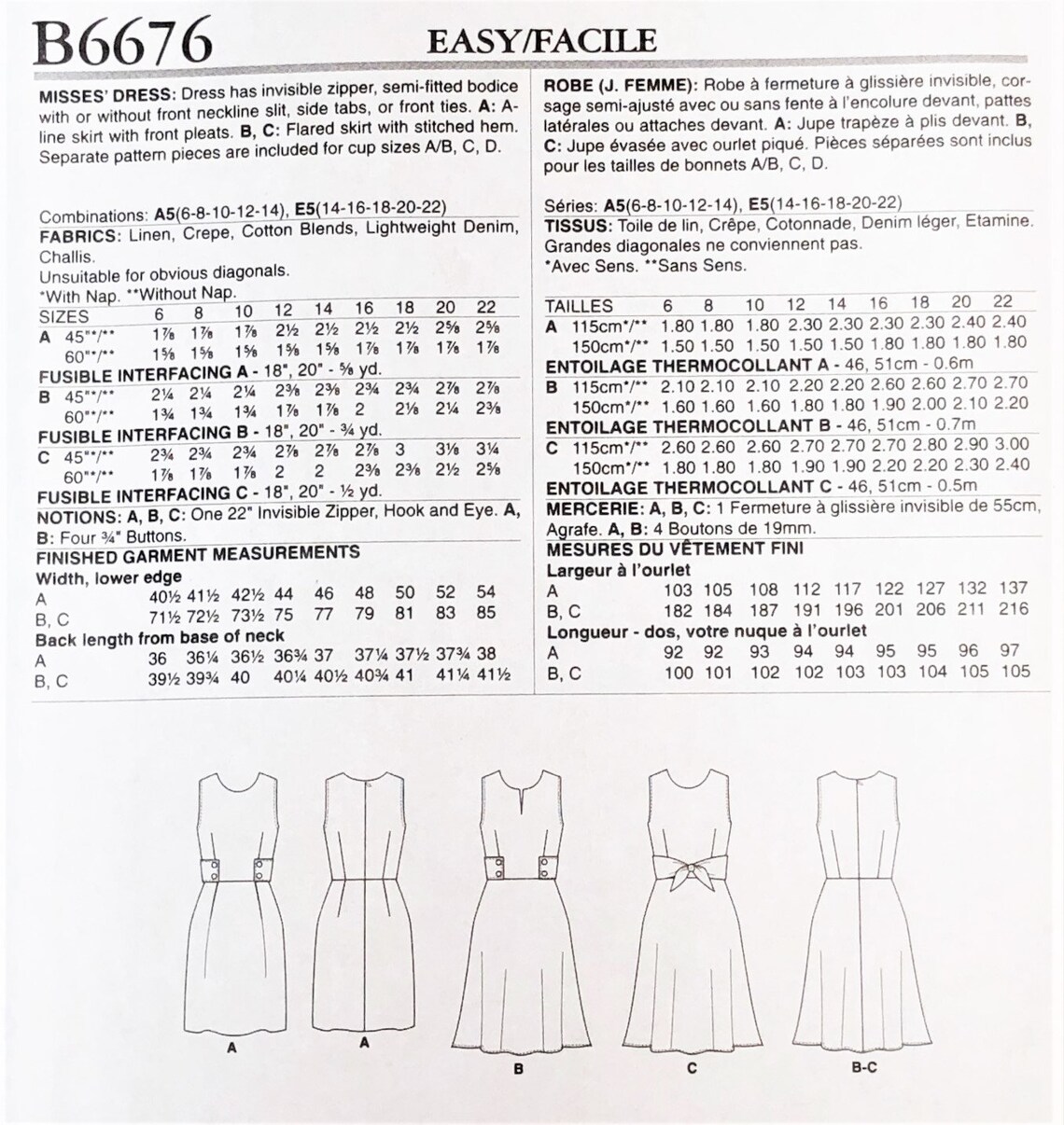 Butterick 6676 Misses' and Plus Size Easy to Sew Dresses | Etsy