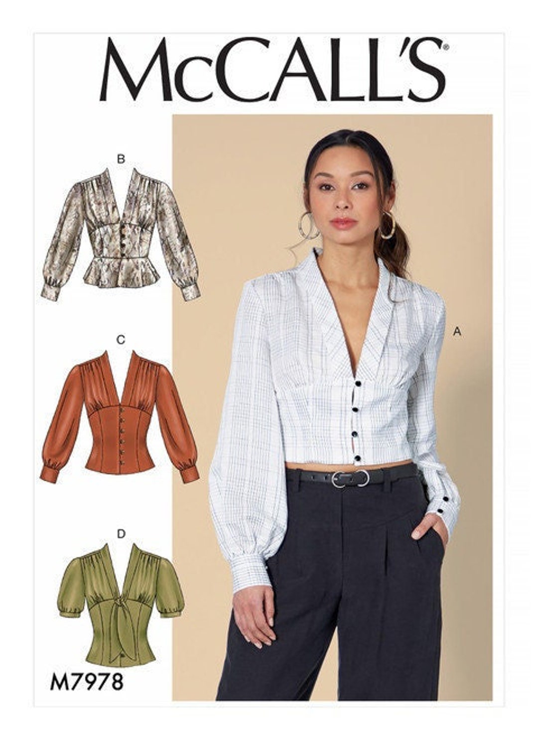 Mccall's M7978 Sewing Pattern for Misses Easy to Sew Front Loop Closure ...