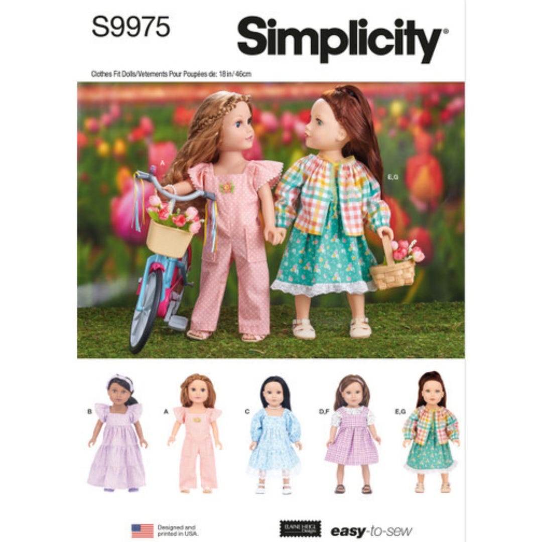 Simplicity S9975 Sewing Pattern for Easy to Sew 18-inch Doll Clothes ...