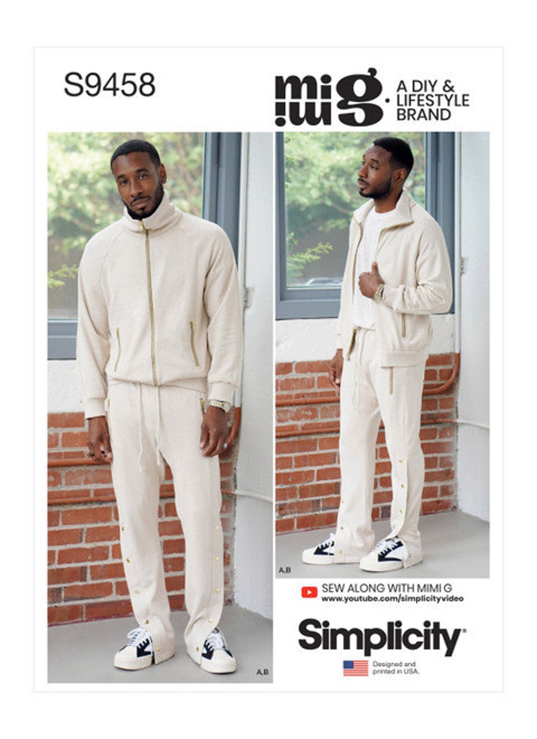 Simplicity S9458 Sewing Pattern, Men's Knit Jacket and Pants, Front Zip ...