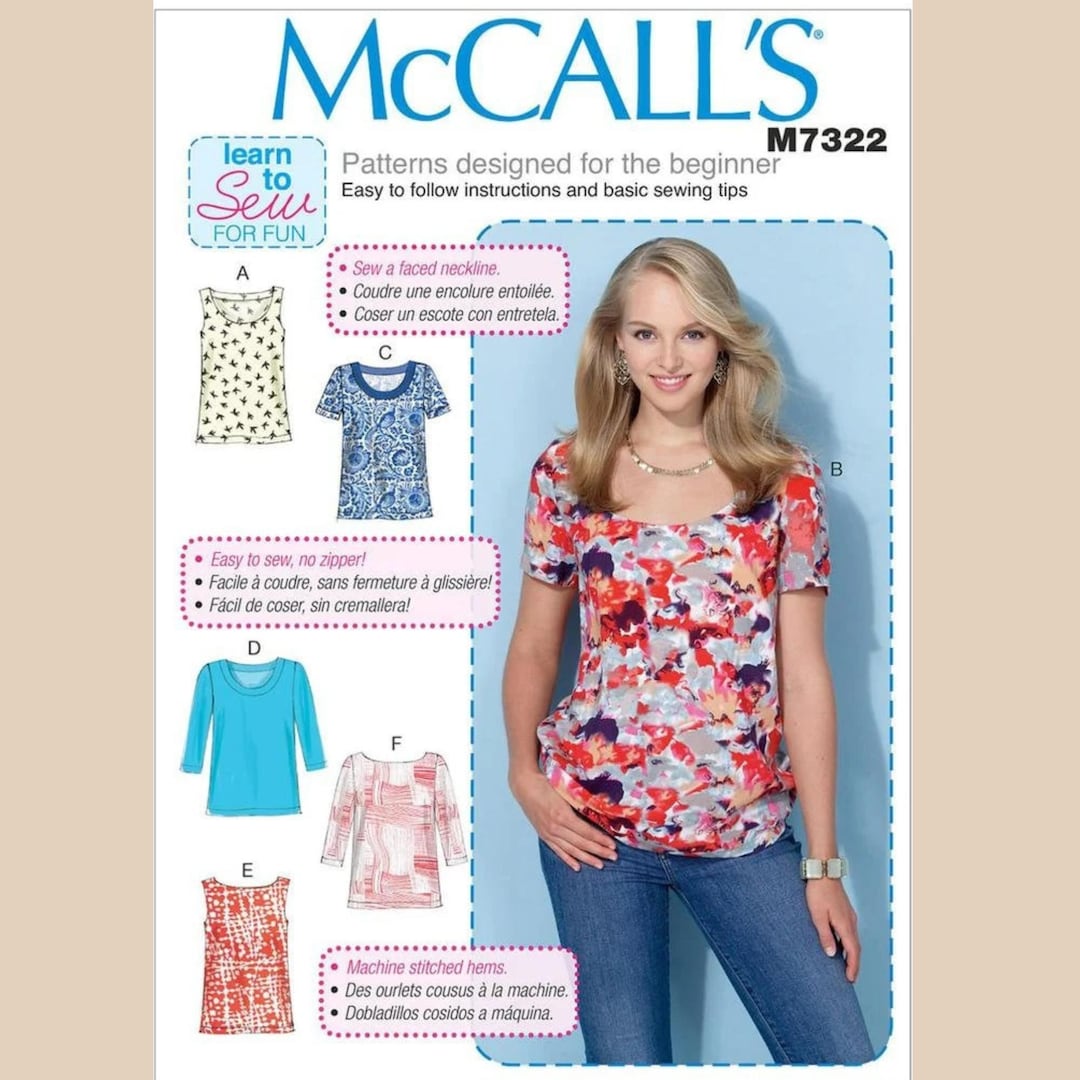 Mccall's M7322 Sewing Pattern for Misses' Easy to Sew Semi-fitted ...