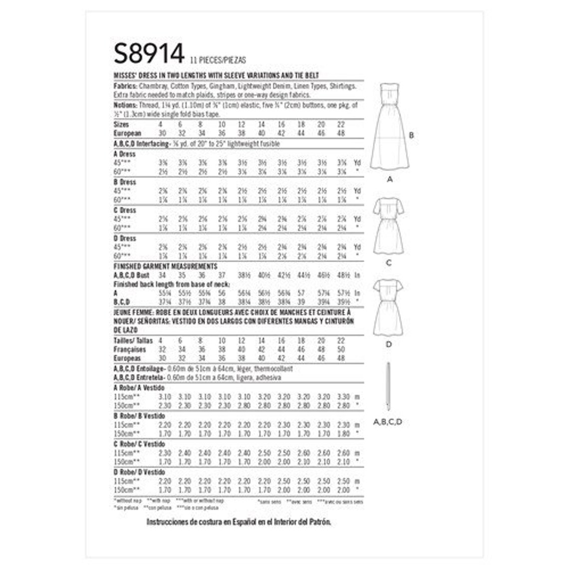 Simplicity 8914 Sewing Pattern Misses and Plus Size Dresses - Etsy