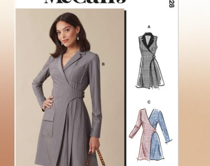 Mccall's M8528 Sewing Pattern for Misses' Blazer Wrap Dresses With ...