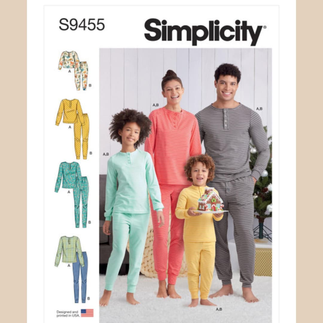 Simplicity S9455 Sewing Pattern, Misses', Men's and Children's Knit ...