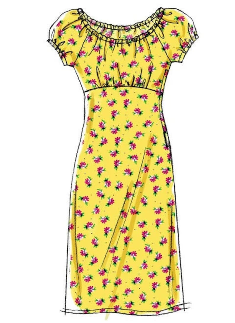 Mccall's M7116 Dress Sewing Pattern, Empire Waist, Bodice & Sleeve ...