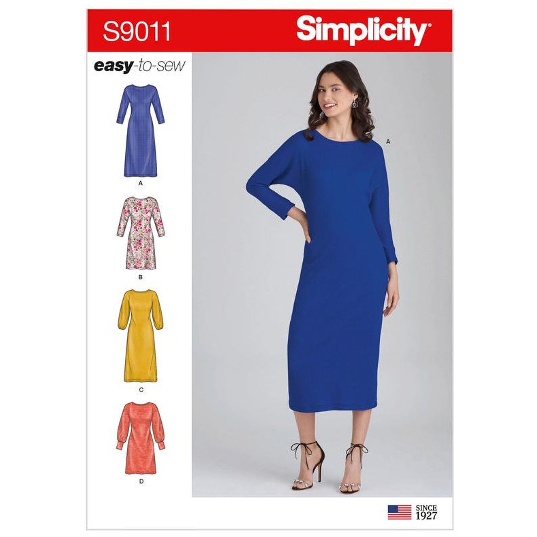 Simplicity S9011 Sewing Pattern, Misses-plus Size Easy to Sew Pullover Knit Dresses, Knit ...