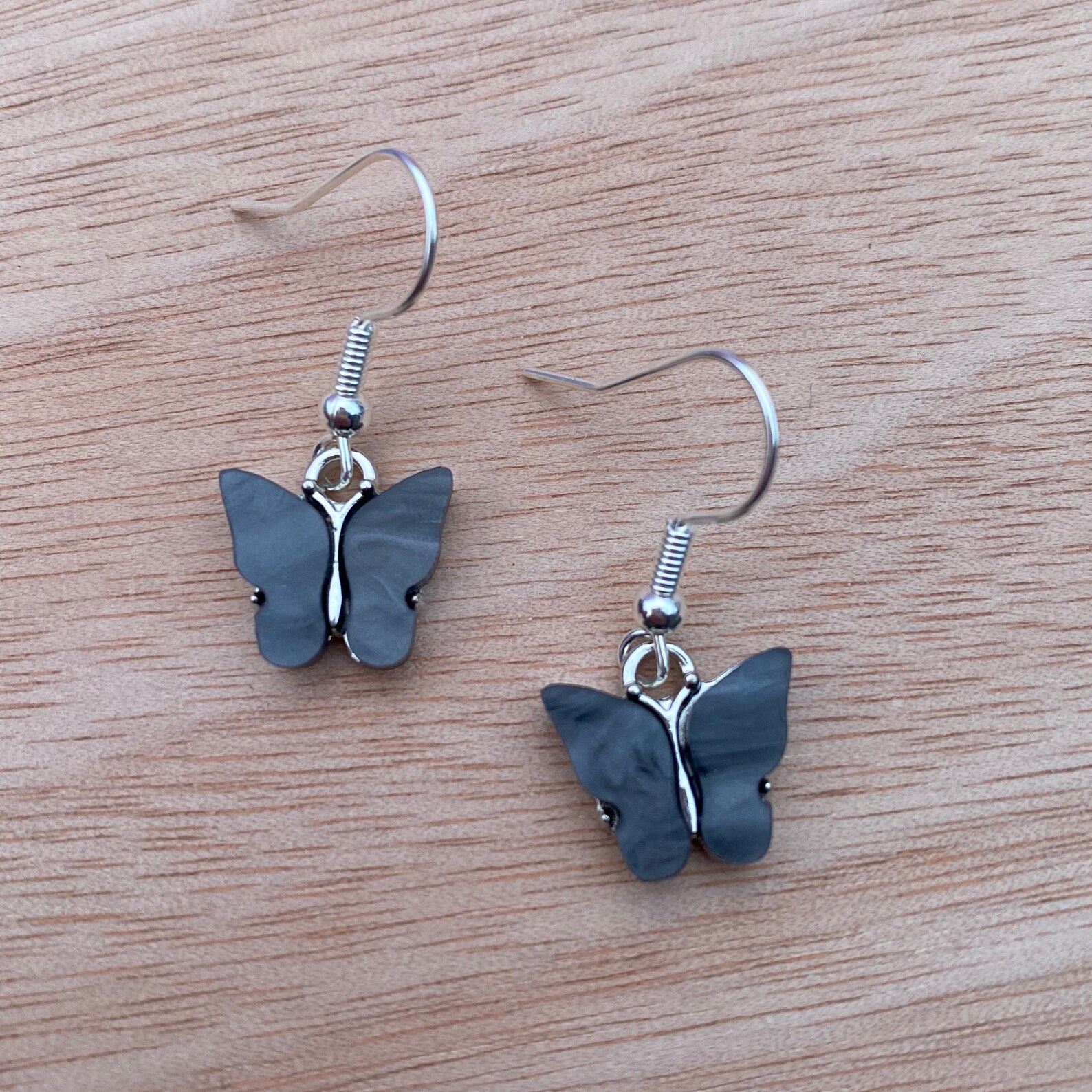 Silver Plated Butterfly Earrings Various Colours - Etsy UK