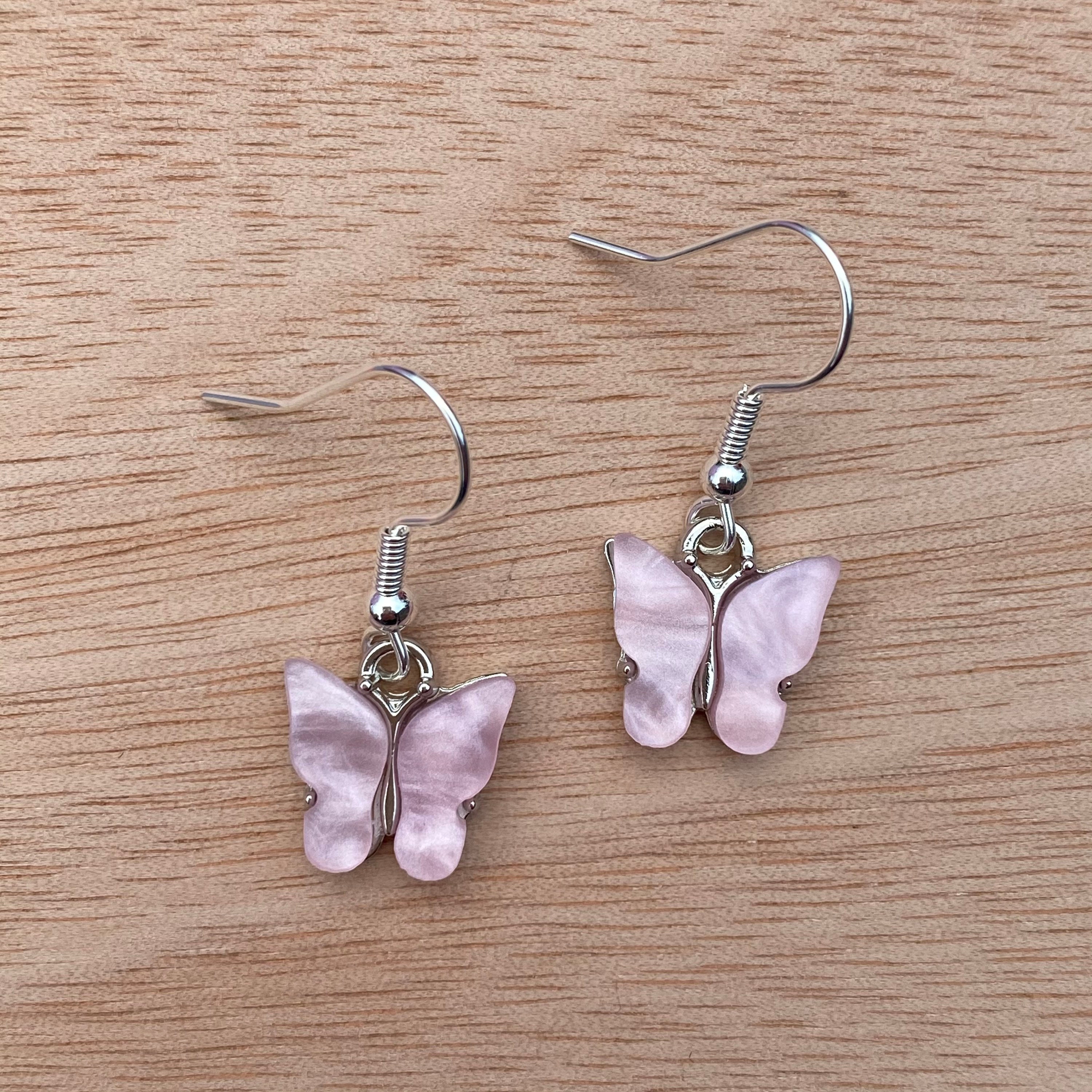 Silver Plated Butterfly Earrings Various Colours - Etsy UK