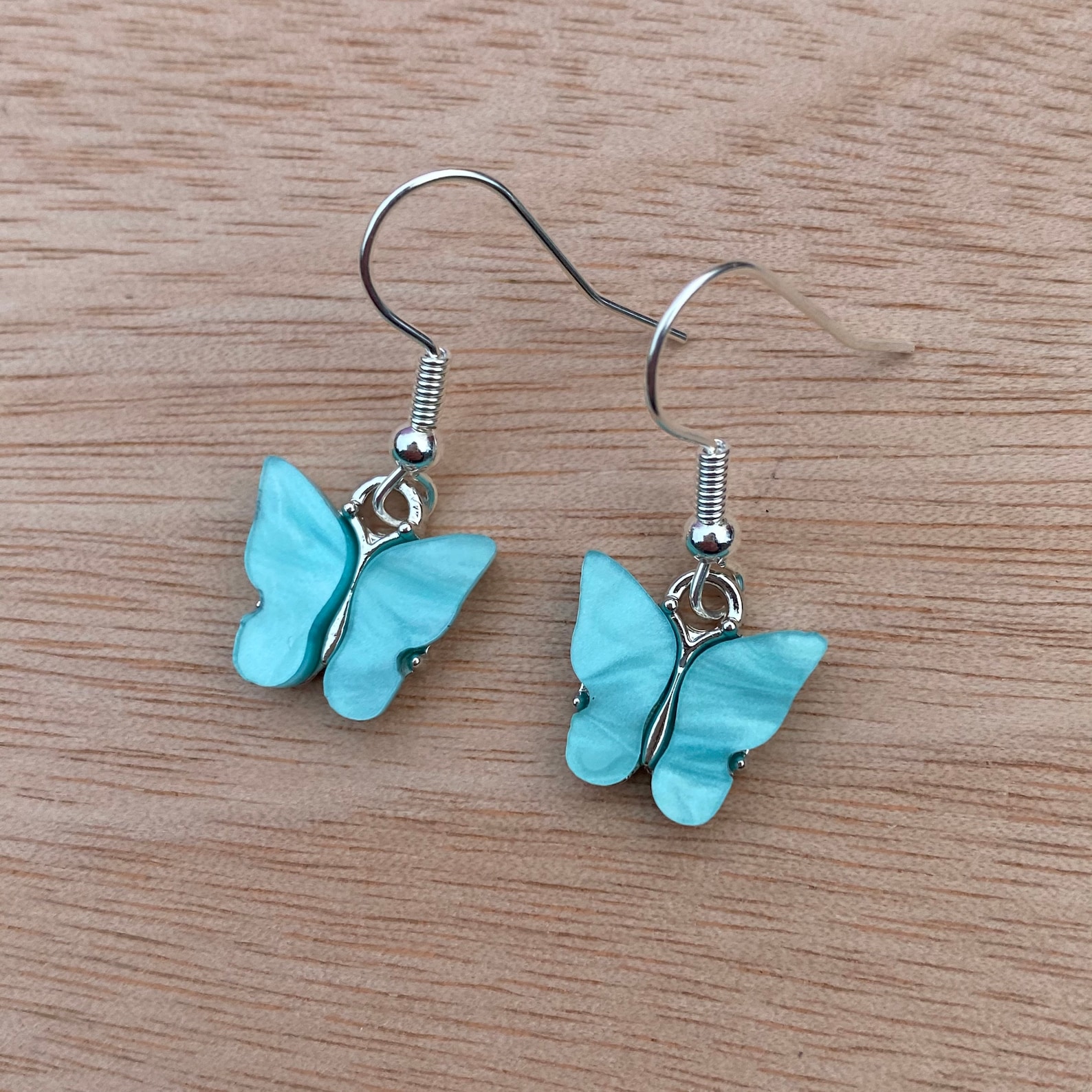 Silver Plated Butterfly Earrings - Various Colours - Etsy UK