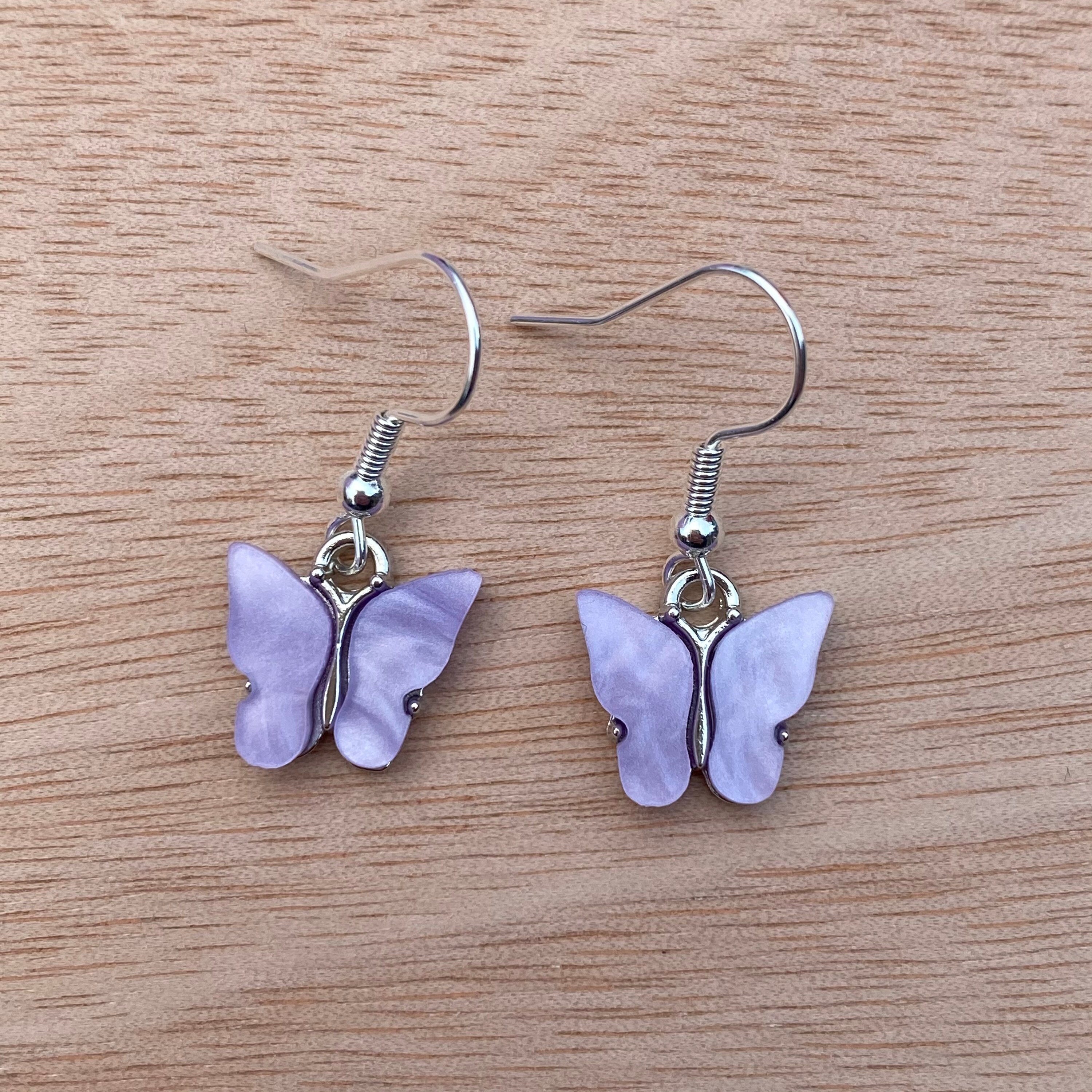 Silver Plated Butterfly Earrings - Various Colours - Etsy UK