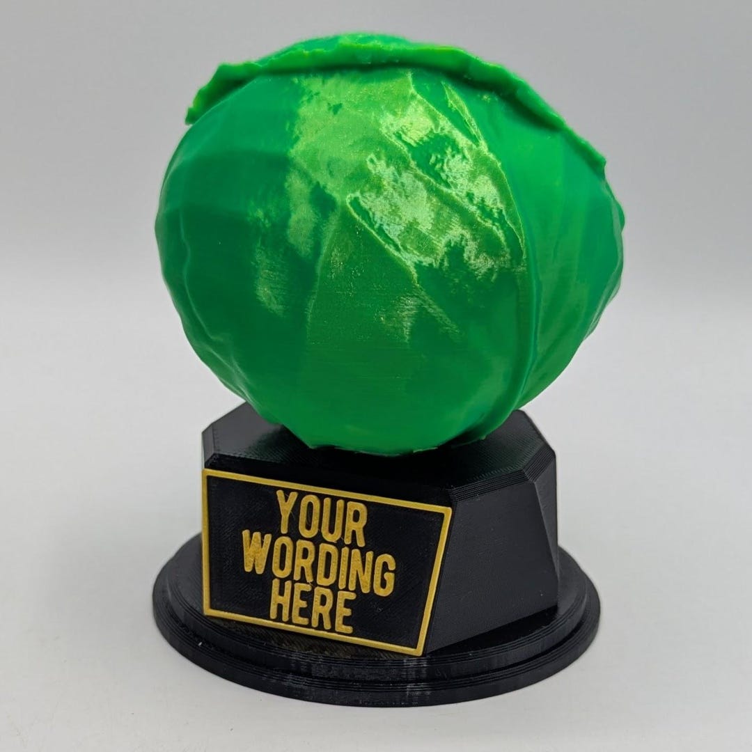 Personalised Cabbage Trophy, Cabbage Fun Trophy, Cabbage Lover Gift ...