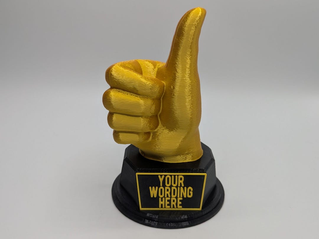 Personalised Thumb up Trophy, Okay Trophy, Thumb up Award, Custom Thumb ...